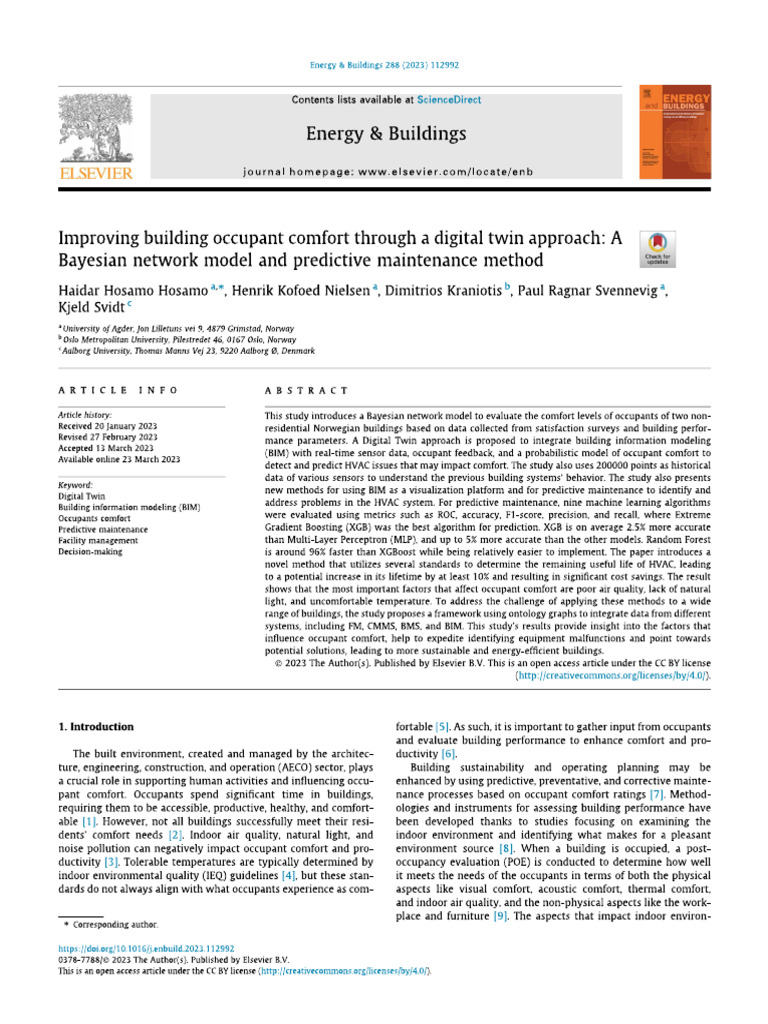 Improving building occupant comfort through a digital twin approach | PDF