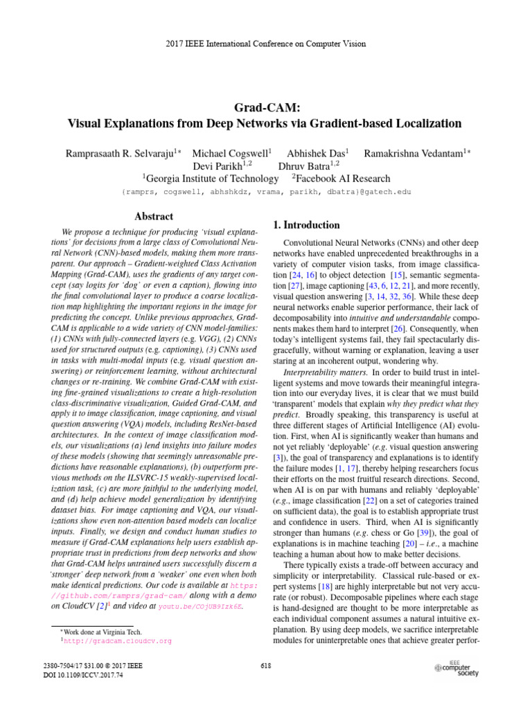 Grad-CAM Visual Explanations From Deep Networks Via Gradient-Based Localization | PDF | Applied ...