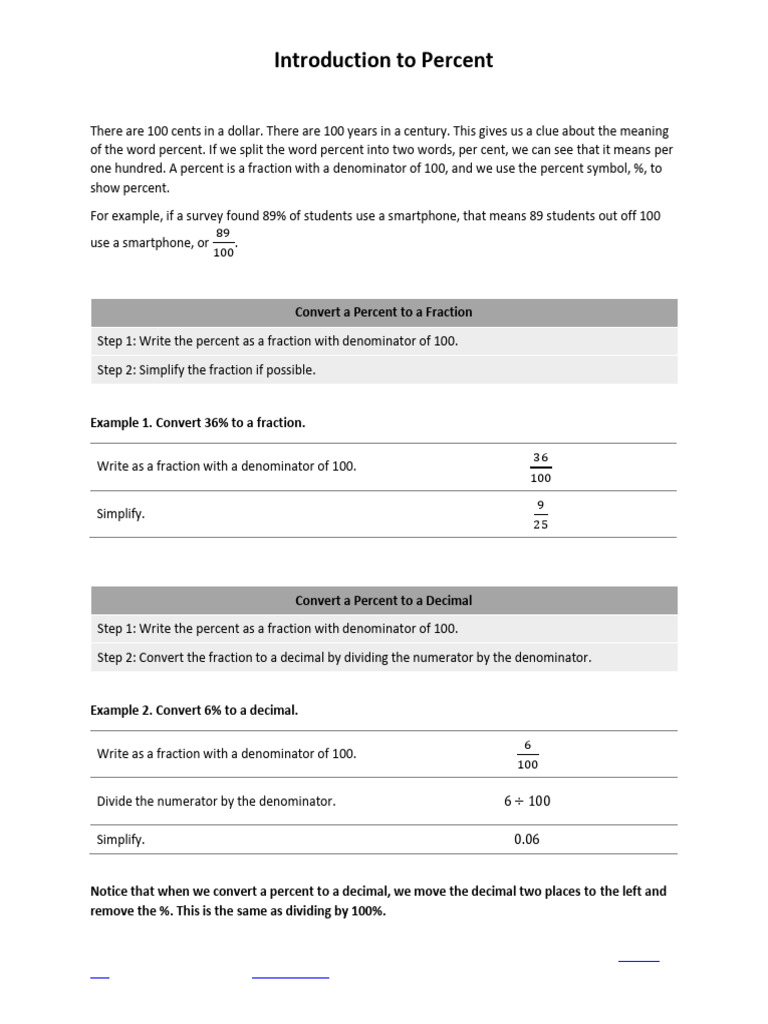 Introduction_to_Percent_Summary__2_ | PDF | Decimal | Lexicology