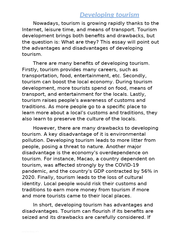 Developing Tourism | PDF