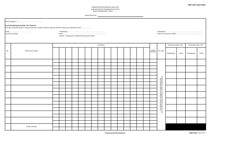 BORANG SPBT G PIN.1 - 2023 Guru | PDF