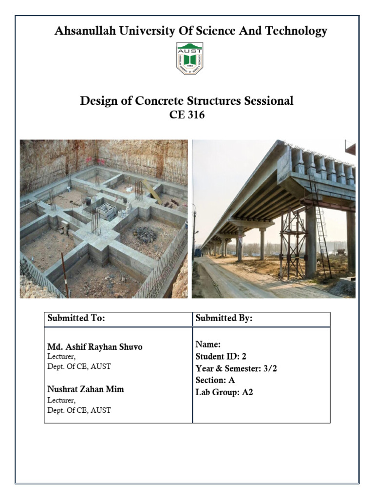 CE 316 (RCC) Lab Cover (A2) | PDF