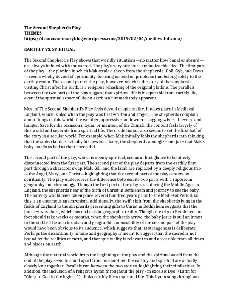 Spirituality in The Second Shepherd's Play | PDF | Nativity Of Jesus ...