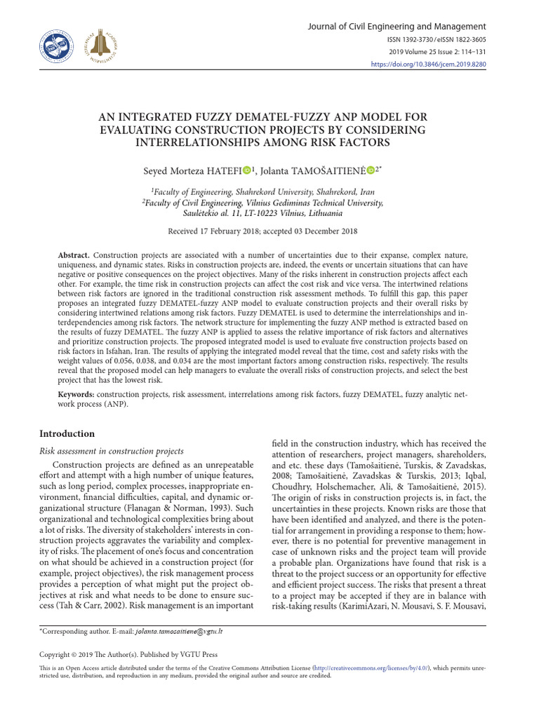 An Integrated Fuzzy DEMATEL-fuzzy ANP Model for Evaluating Construction Projects by Considering ...