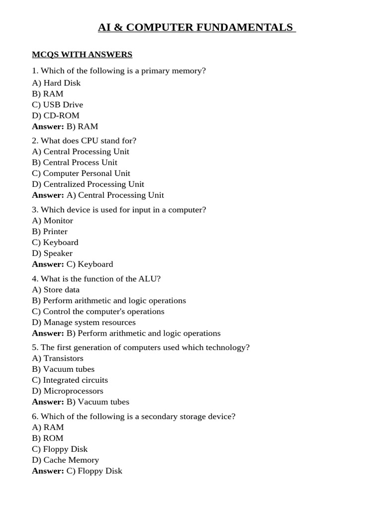 AI Notes For Class 8th Session Ending Exam | PDF | Computer Data ...