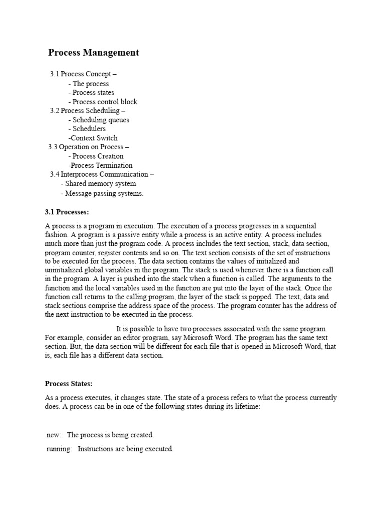 3 Process Management.docx | PDF | Process (Computing) | Scheduling (Computing)