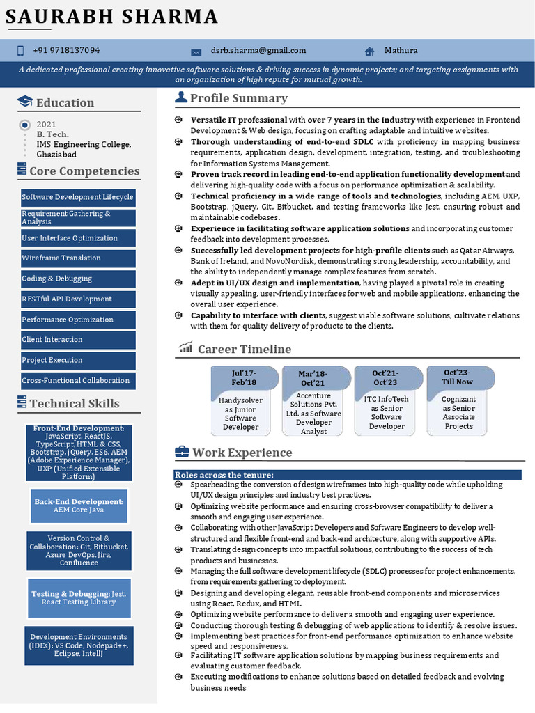 SAURABHSHARMA_7y8m_Gurugram_React Developer | PDF | Software ...