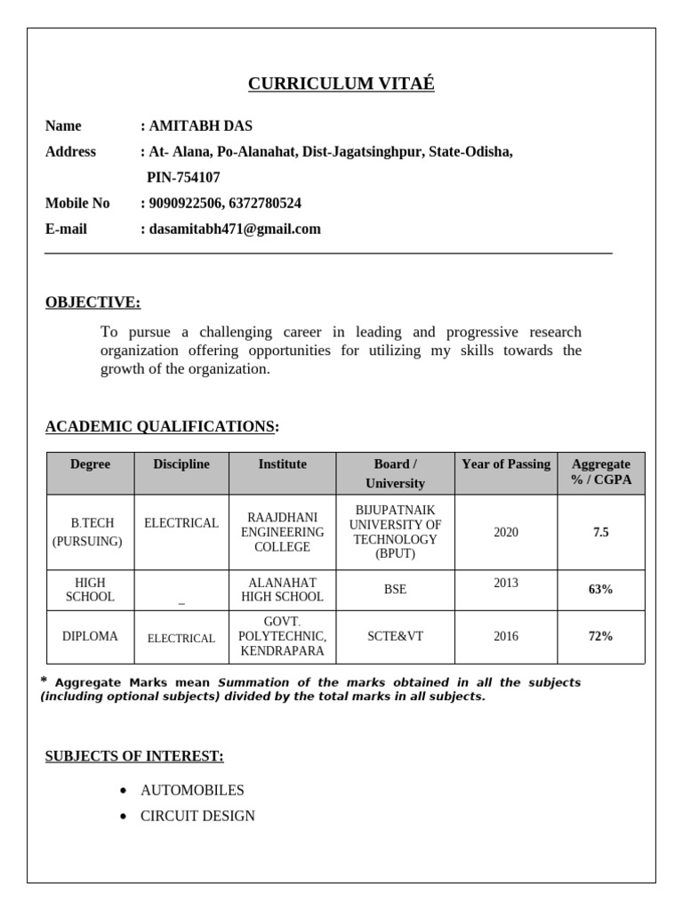 Amitabh Das: CV and Career Overview | PDF