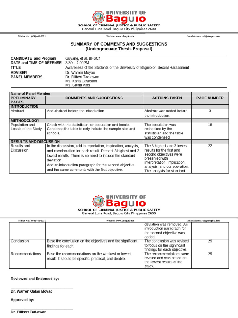 Final Summary of Comments | PDF