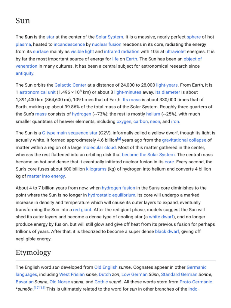 Sun - Wikipedia | PDF | Sun | Solar Wind