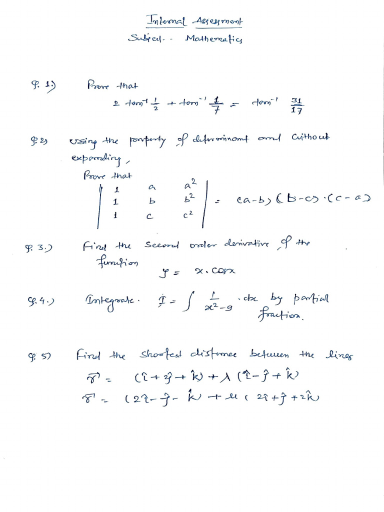 Internal Assessment ( Mathematics) (2) 22564894 Jio ior ku | PDF