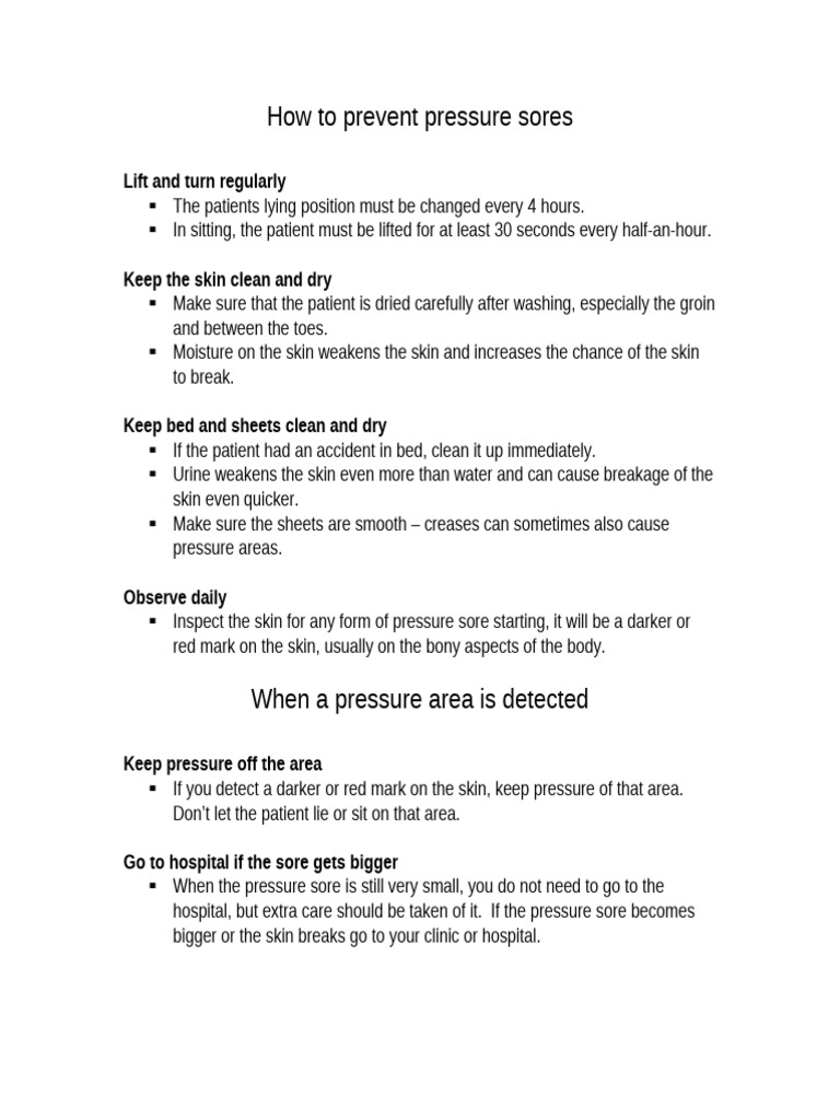 Pressure Sore Handout | PDF