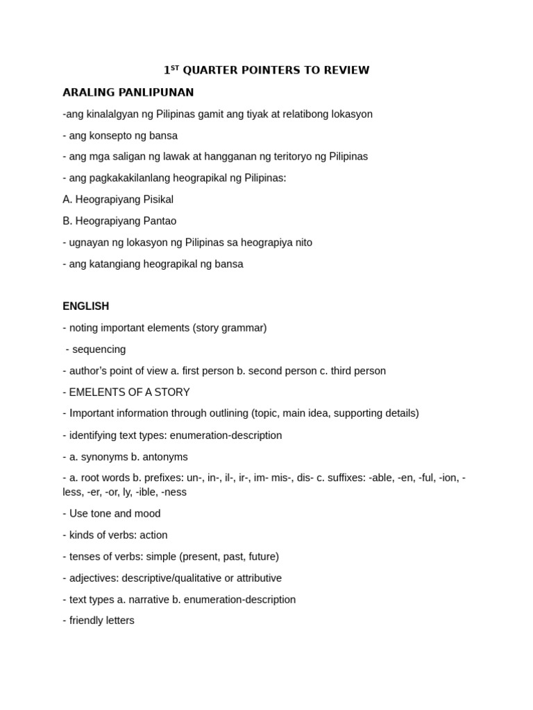 1ST Quarter Pointers To Review | PDF | Graphical User Interfaces | Word Processor