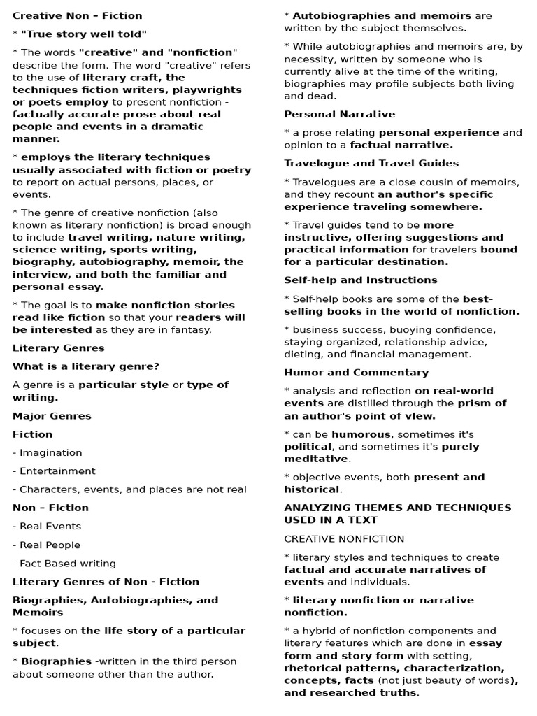 Understanding Creative Nonfiction | PDF | Creative Nonfiction | Narrative