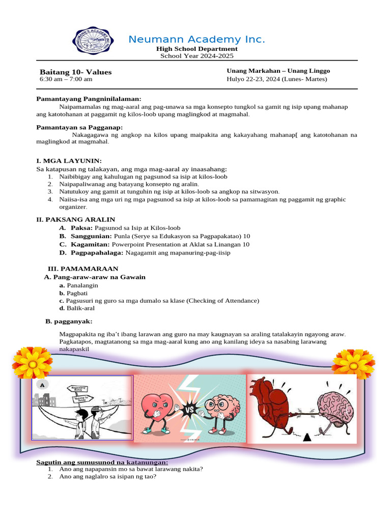 Values 10 Quarter 1 Week 1 | PDF