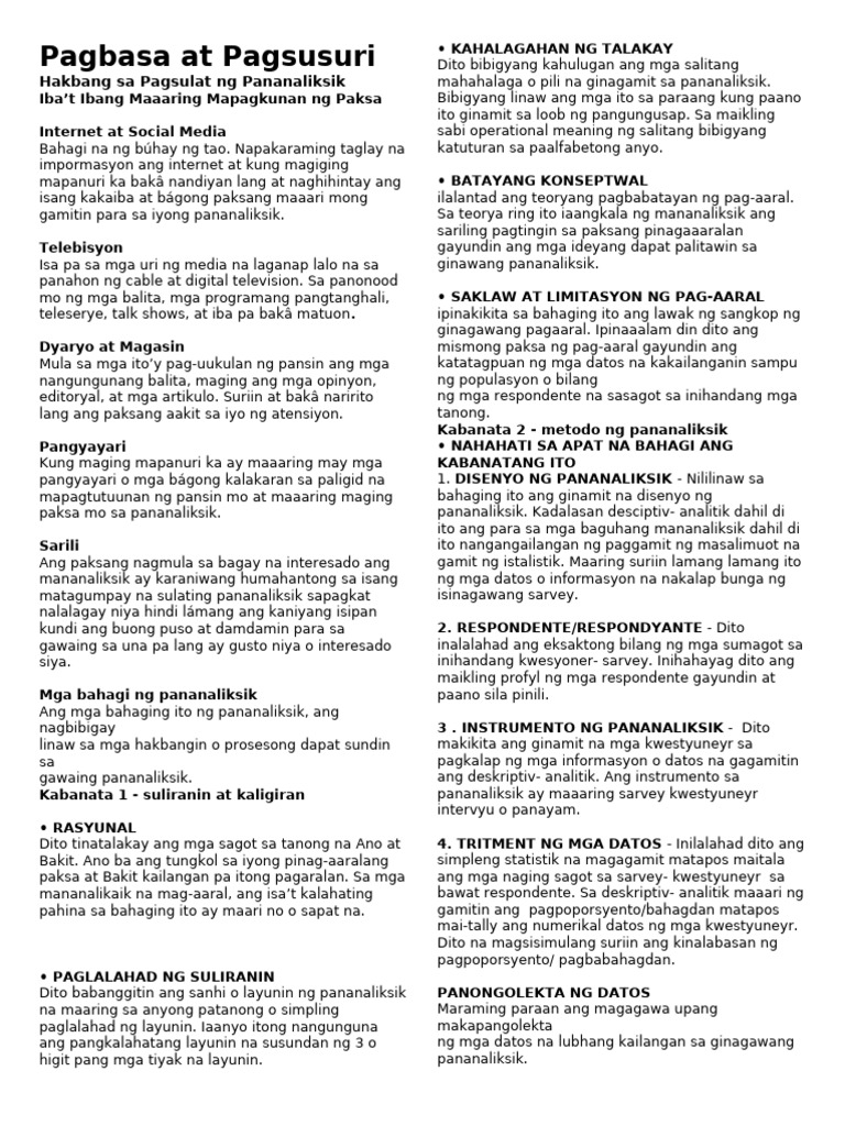 Pagbasa at Pagsusuri | PDF