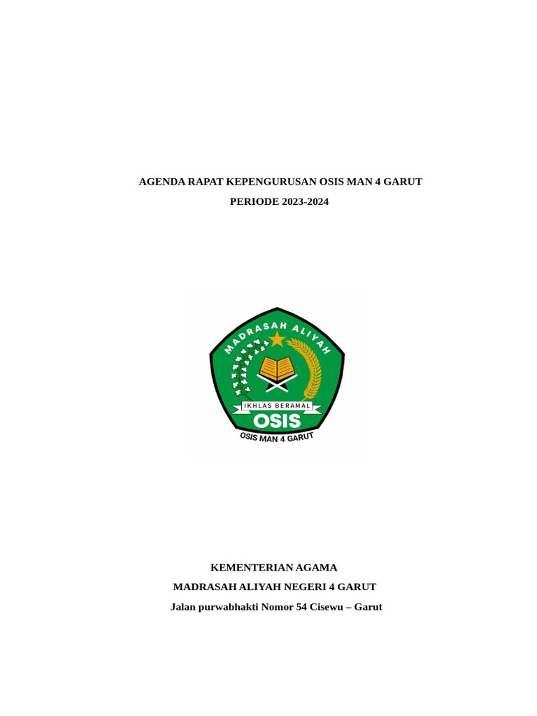 Agenda Rapat OSIS MAN 4 Garut 2023-2024 | PDF