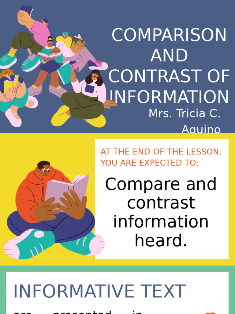 q3 w1 Lesson 2 Comparison and Contrast | PDF | Communication | Human ...