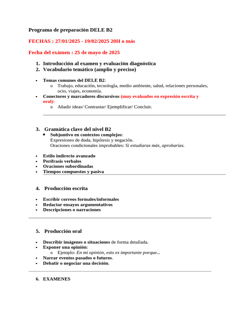 Programa preparacion DELE B2 | PDF
