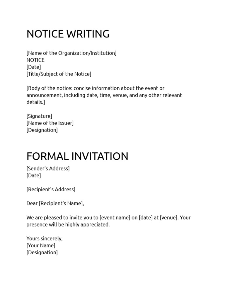 Writing Formats for Class 12 English | PDF