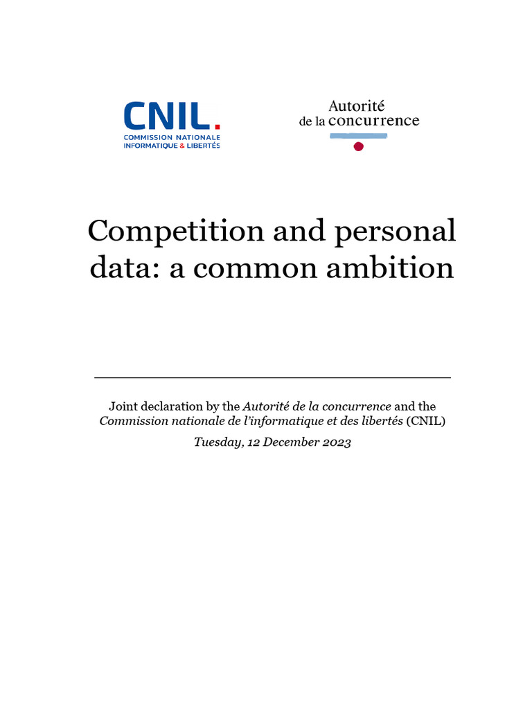Competition and Data Protection Synergy | PDF | Market (Economics ...