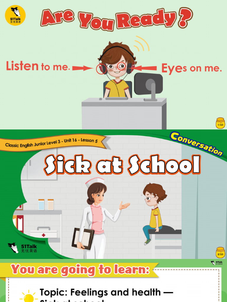 Lesson 5 Sick at School | PDF