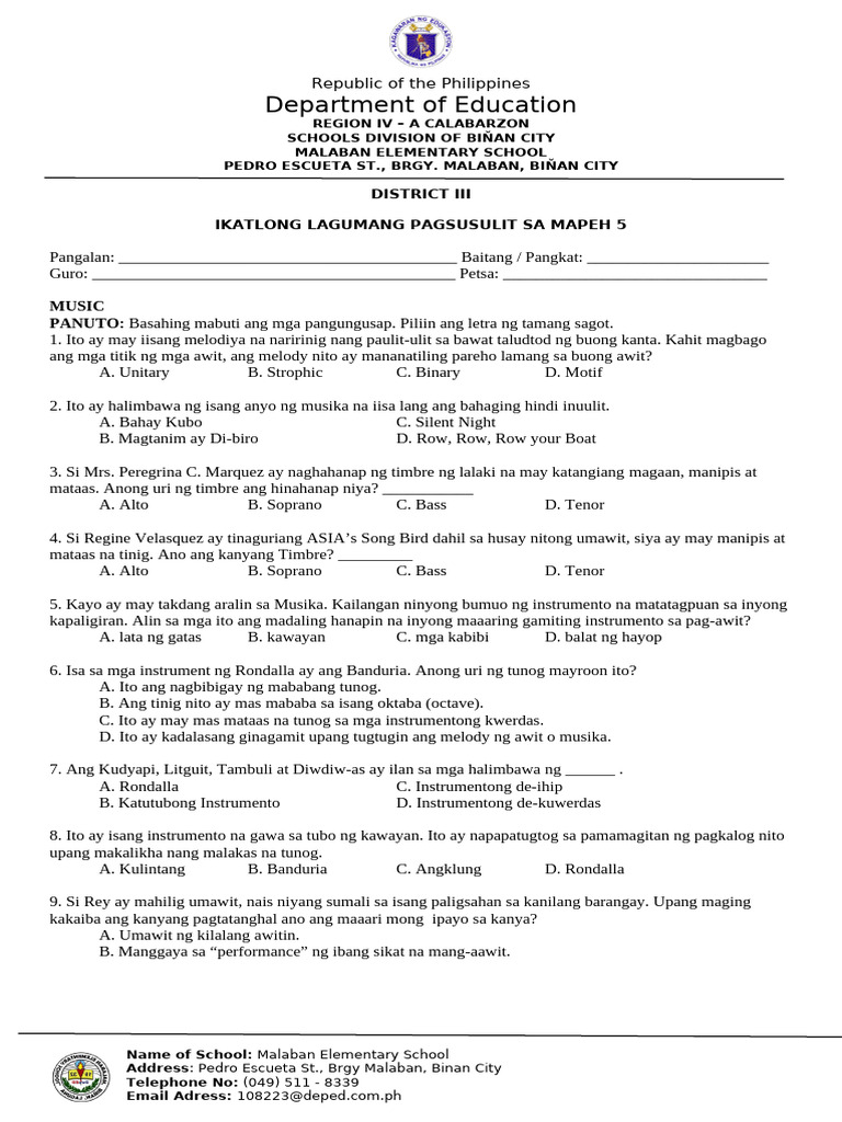 MAPEH-PT-3RD (2) | PDF