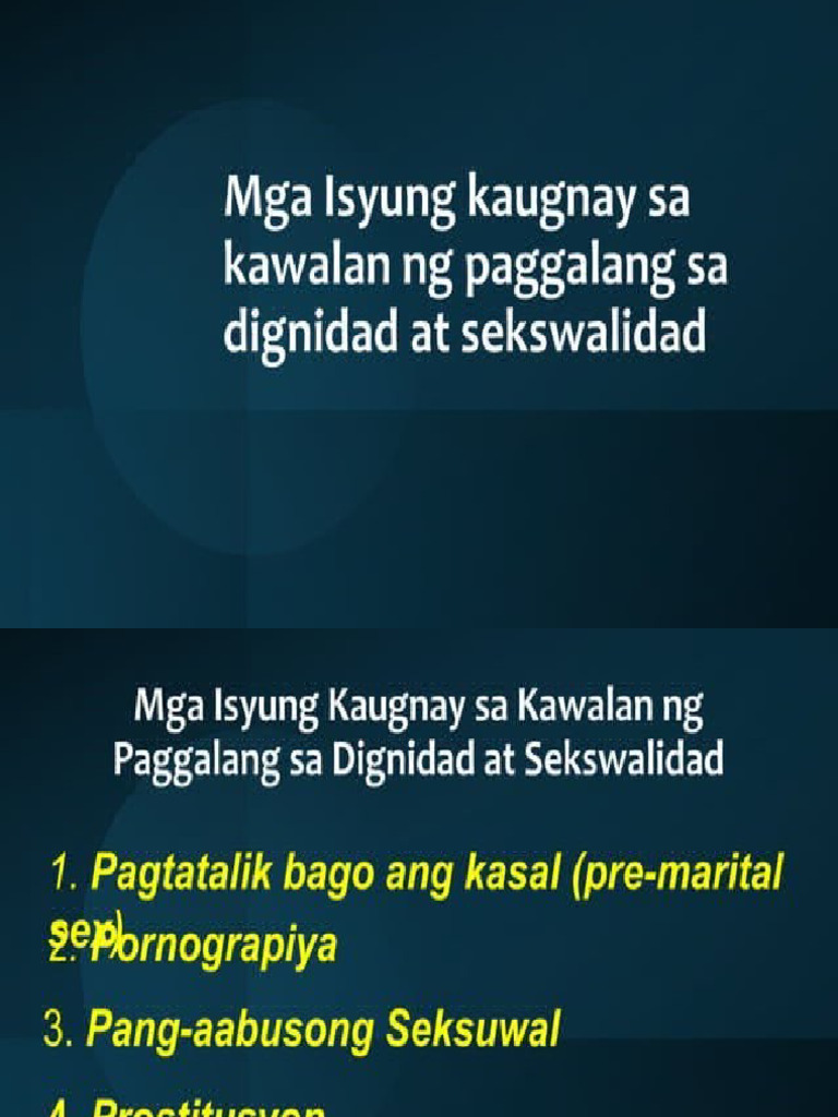 Q4 Lesson 2 Mga Isyung Kaugnay Sa Kawalan NG Paggalang Sa Dignidad at Sekswalidad | PDF
