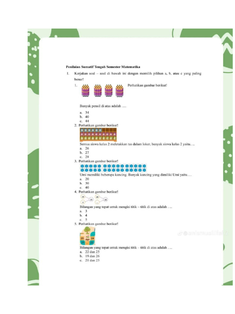 Uts MTK Kelas 2 20242025 | PDF