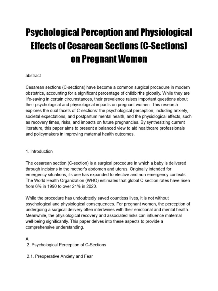 Psychological Perception and Physiological Effects of Cesarean Sections (C-Sections) On Pregnant ...