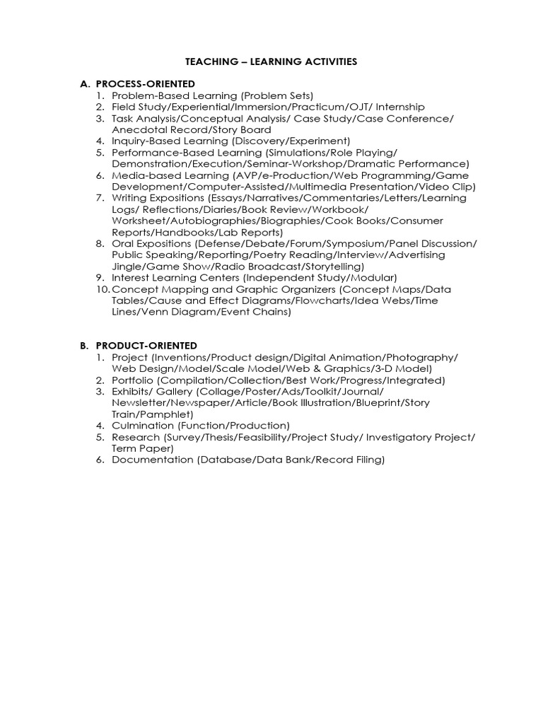 3 Teaching Learning Activities Pdf