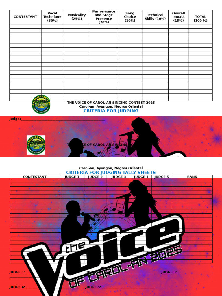 Judging Criteria for Carol-an Singing Contest | PDF