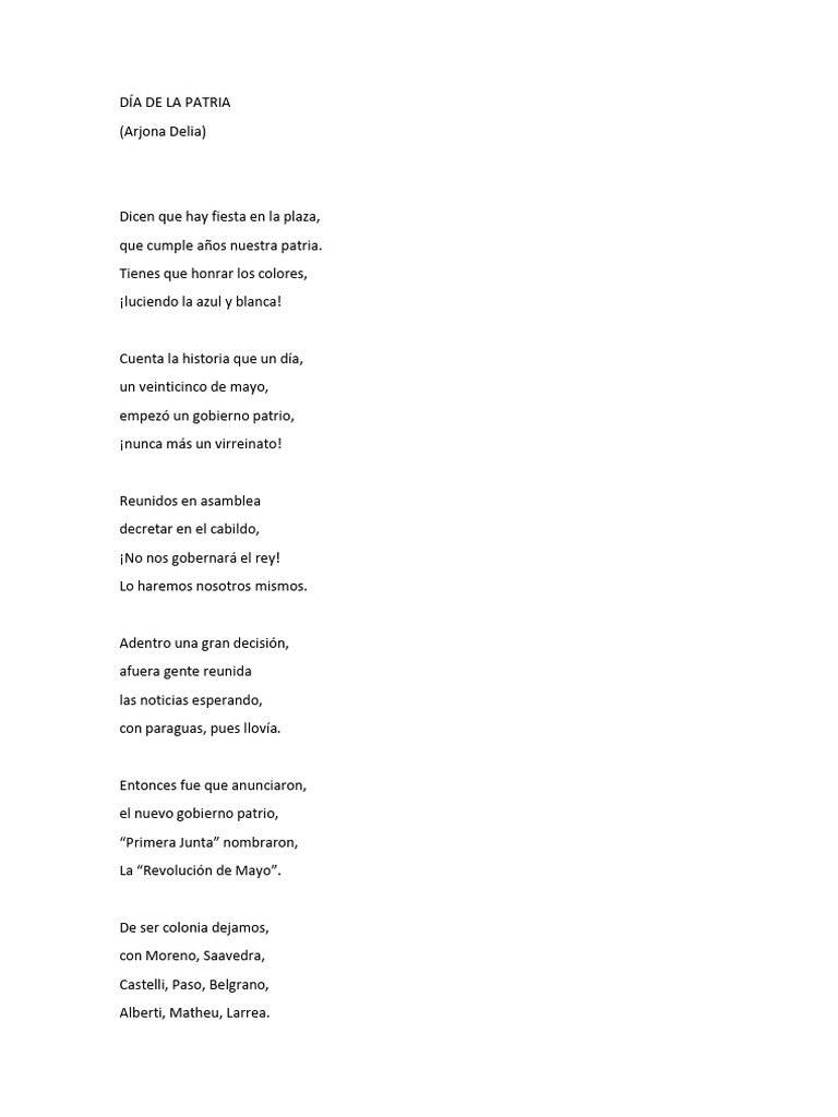 Poema Por El Dia de La Patria | PDF