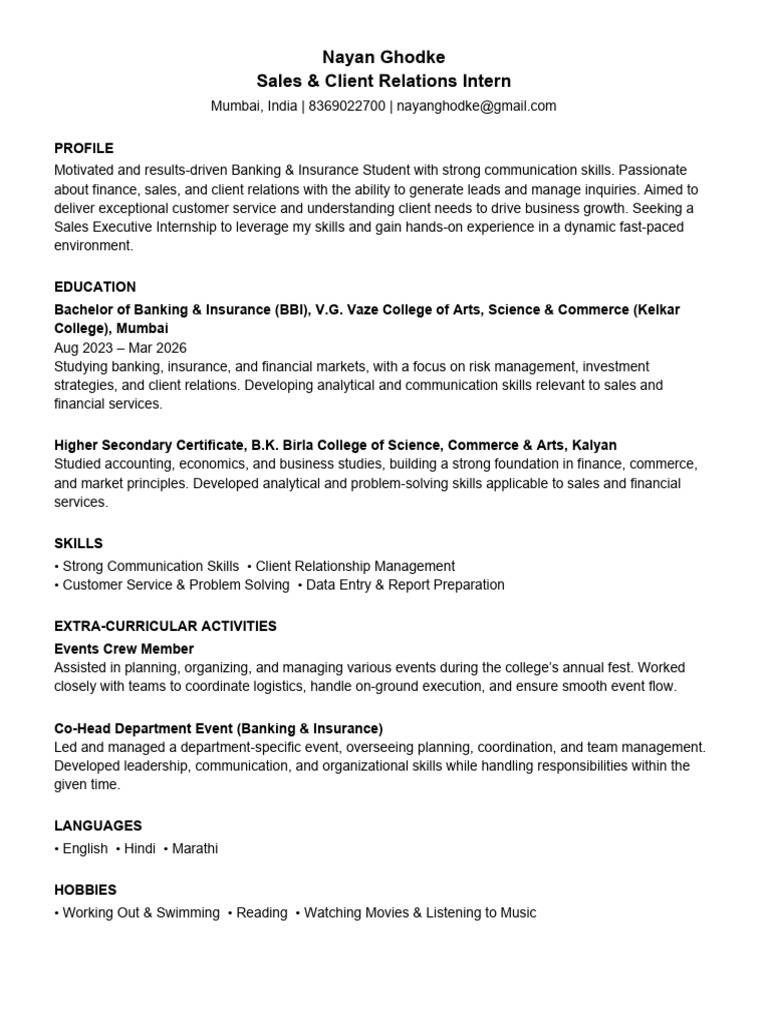 Nayan Ghodke Resume | PDF