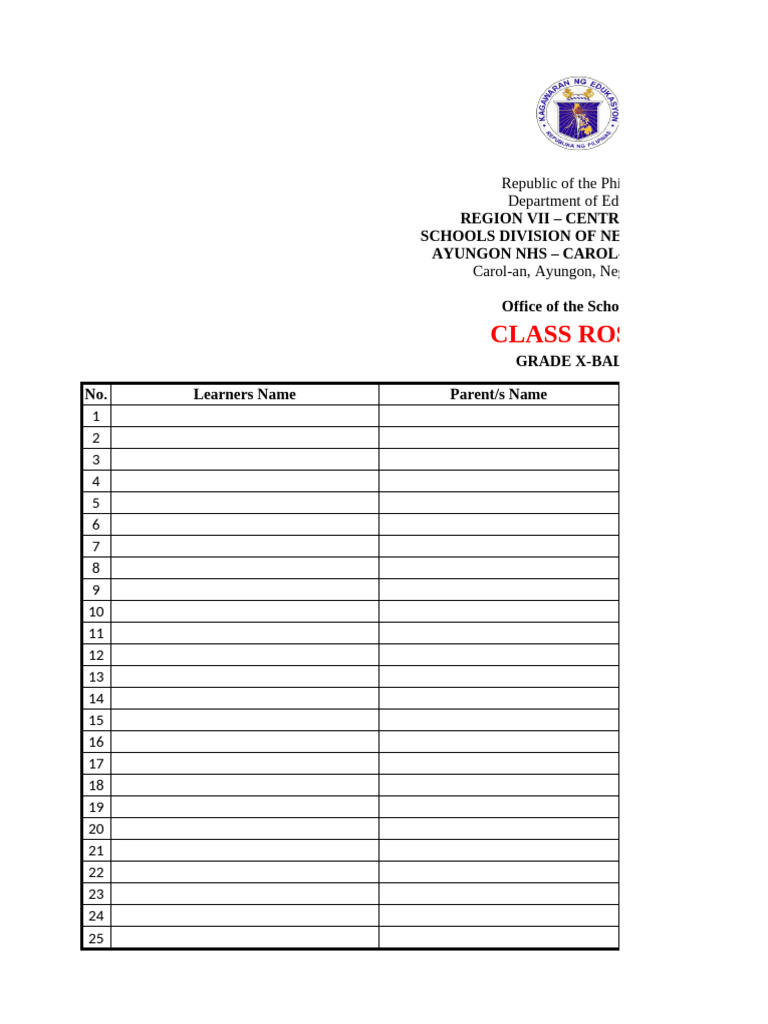 Class Roster | PDF