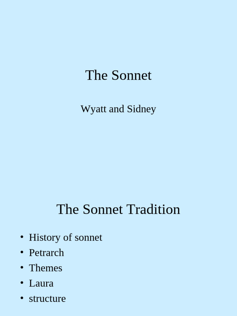 Sonnet Wyatt Sidney | PDF