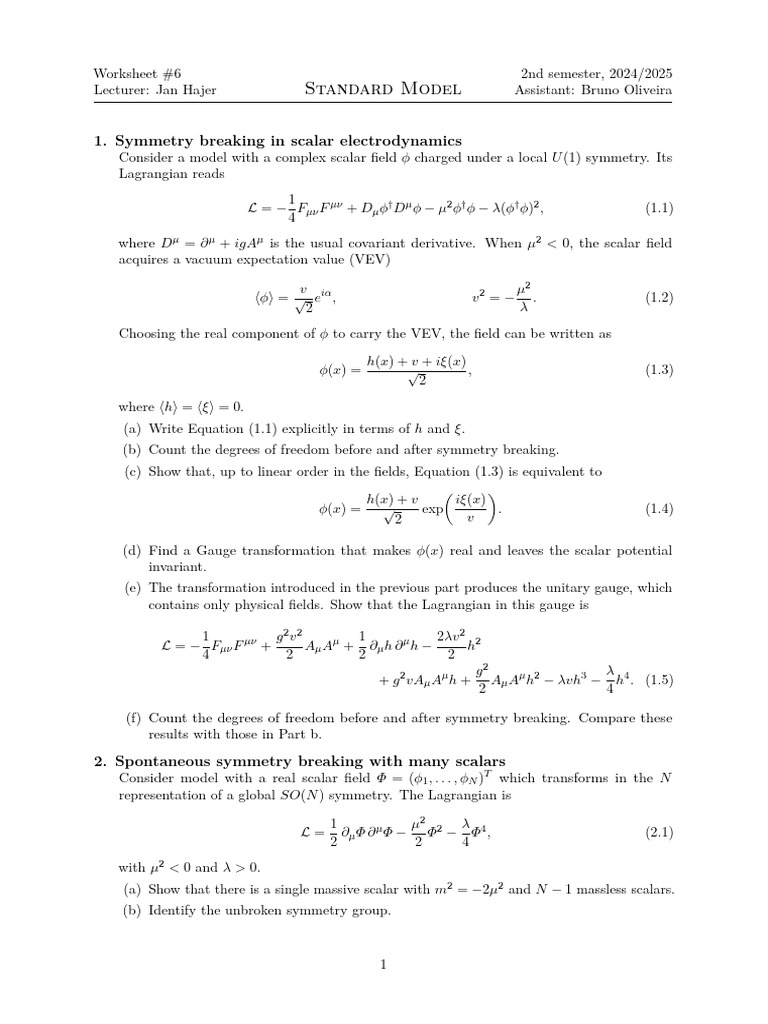 Standard Model - Worksheet | PDF | Standard Model | Particle Physics