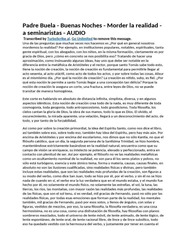 Padre Buela - Buenas Noches - Morder La Realidad - A Seminaristas | PDF ...