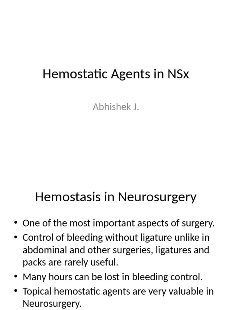 Hemostatic Agents in Neurosurgery | PDF | Coagulation | Platelet