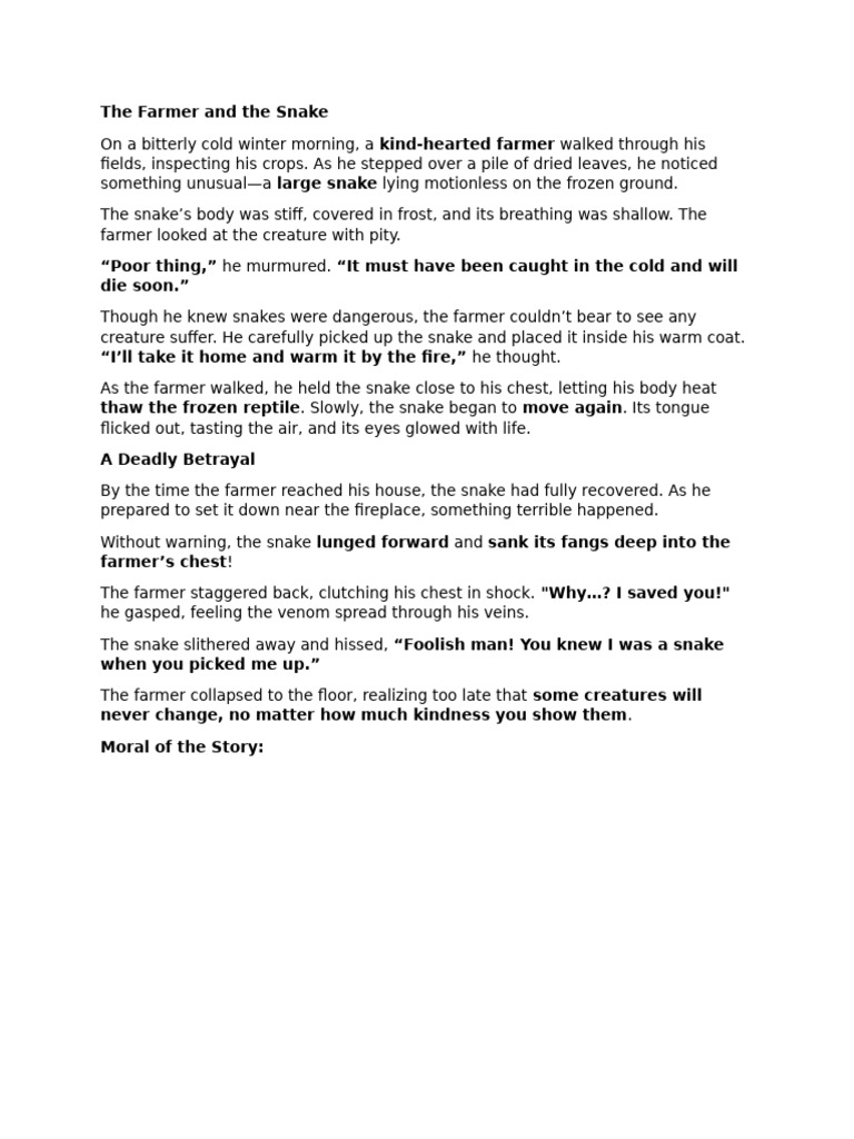 The Farmer and The Snake | PDF