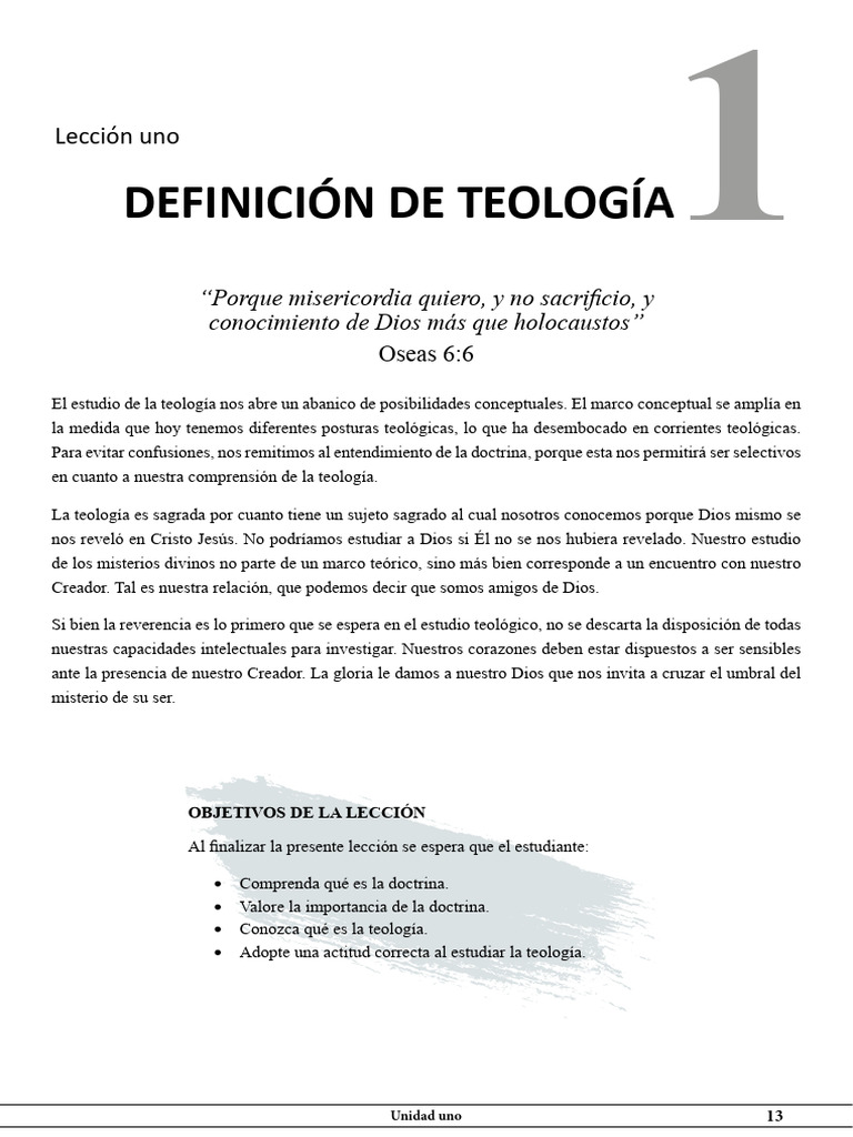 01-Leccion 01 (Definición de Teología) | PDF | Teología | Biblia