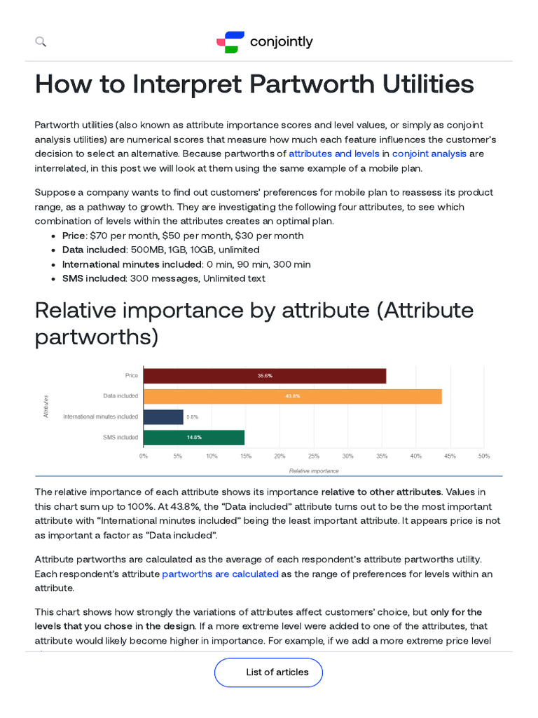 Interpreting Partworth Utilities in Conjoint Analysis | PDF | Utility