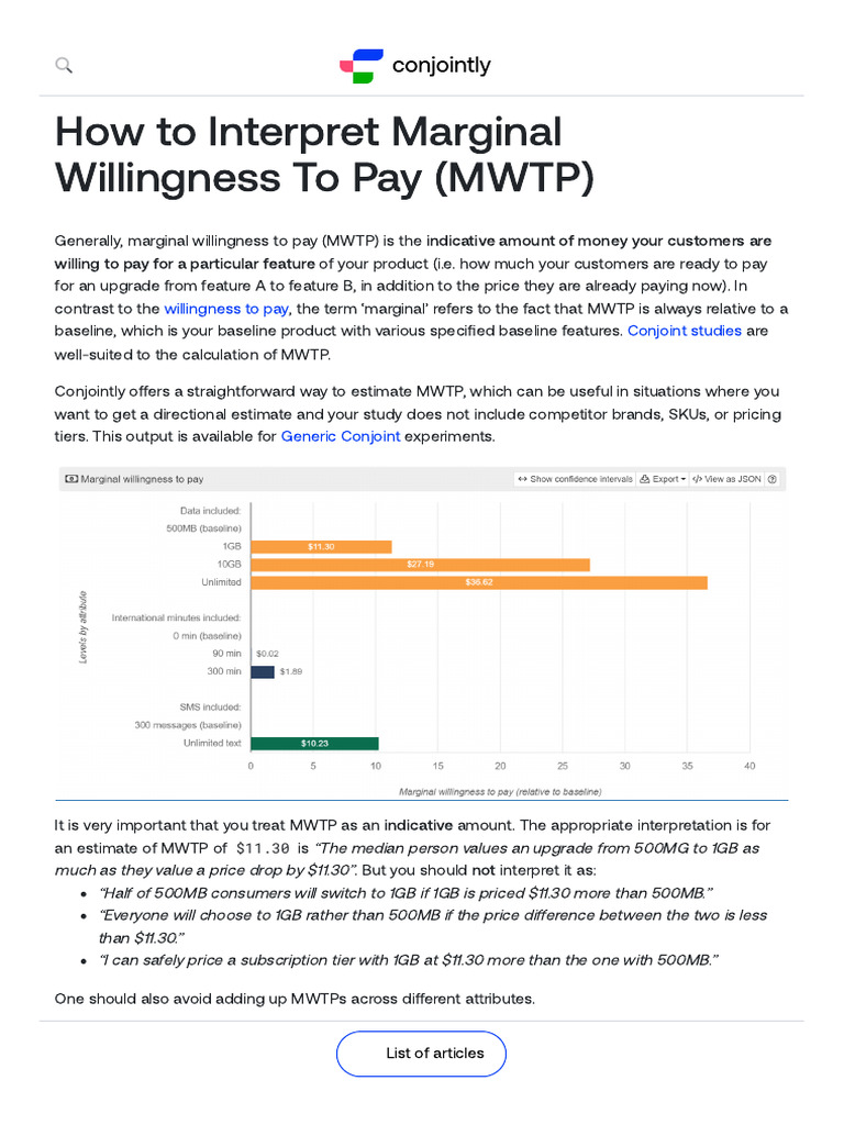 How To Interpret Marginal Willingness To Pay - Conjointly | PDF ...