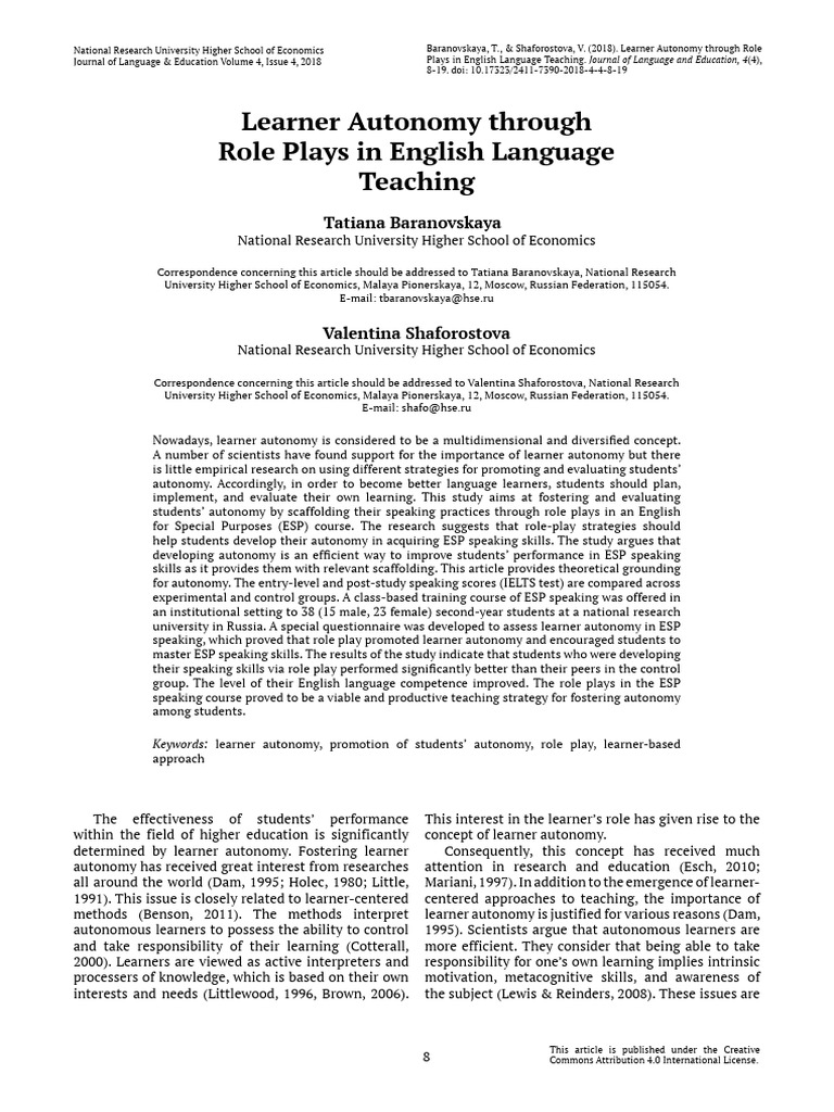 Learner_Autonomy_Through_Role_Plays_in_English_Lan | PDF | Learning | Motivation