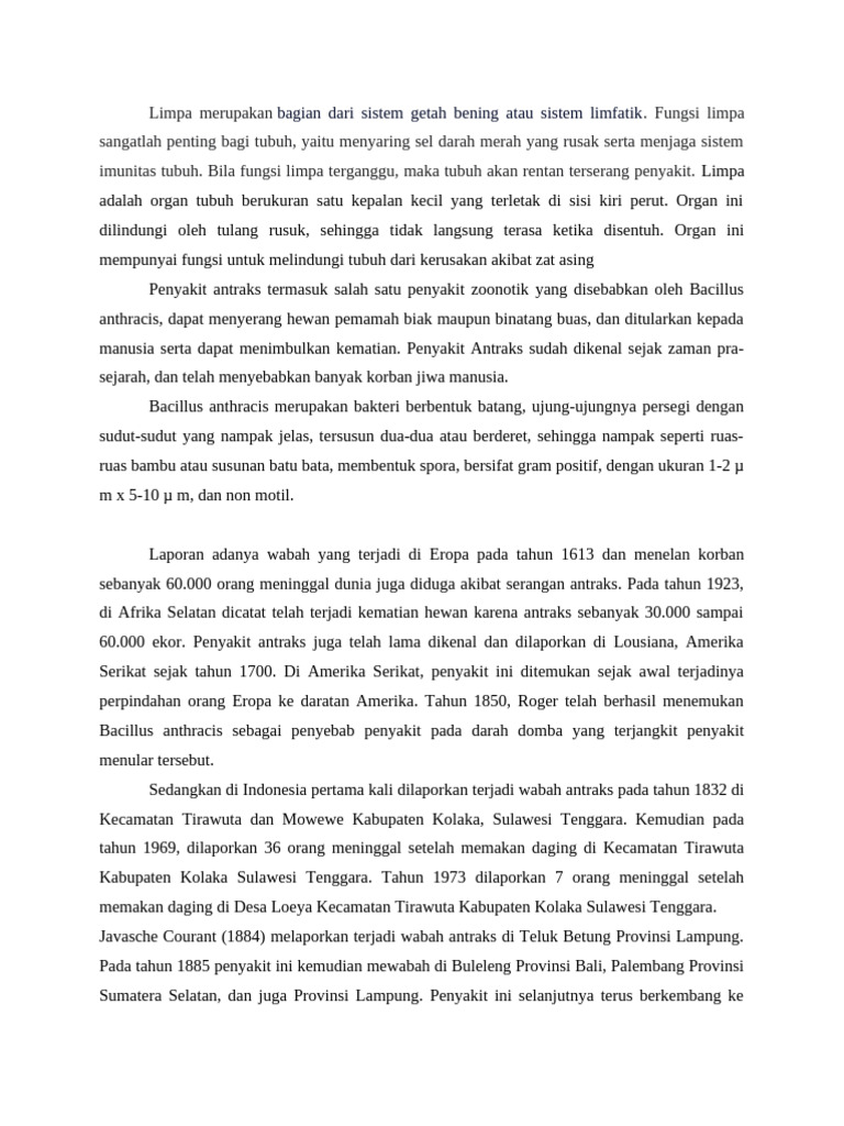 Penyakit Antraks: Gejala dan Sejarah | PDF