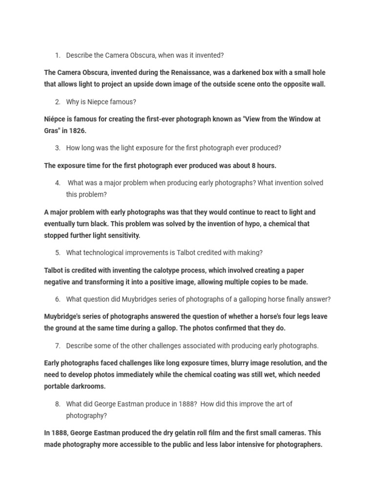 History of Early Photography | PDF | Photograph | Camera