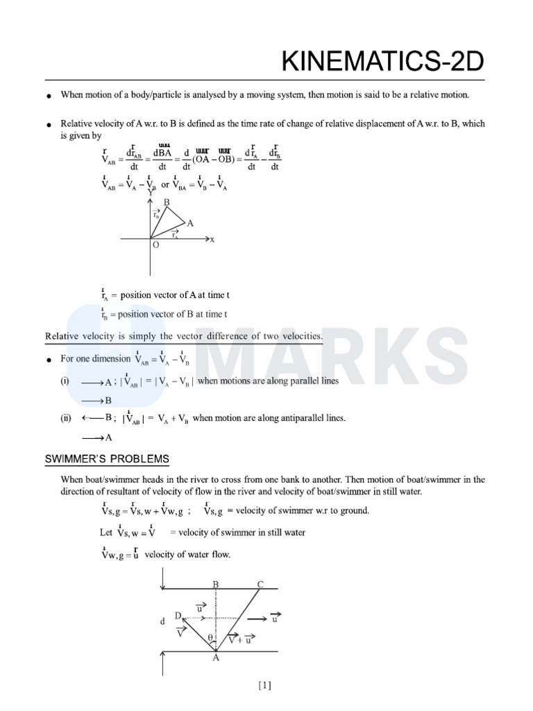 Motion in 2D Formula Sheet | PDF