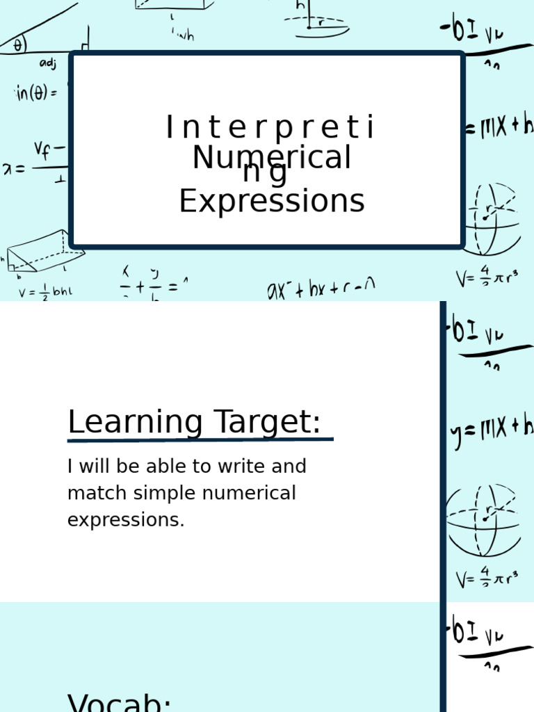 Interpreting Numerical Expressions Math Presentation in Light Blue Math ...