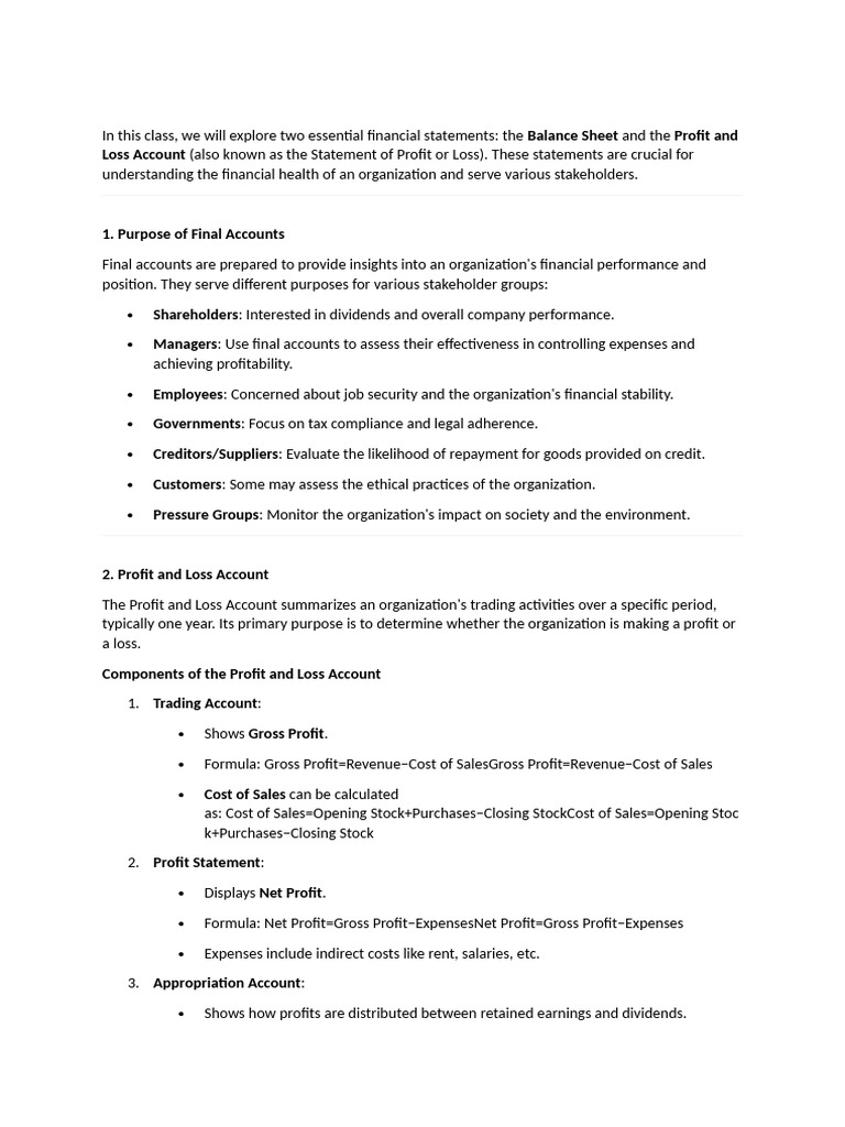 final acounts | PDF | Depreciation | Balance Sheet