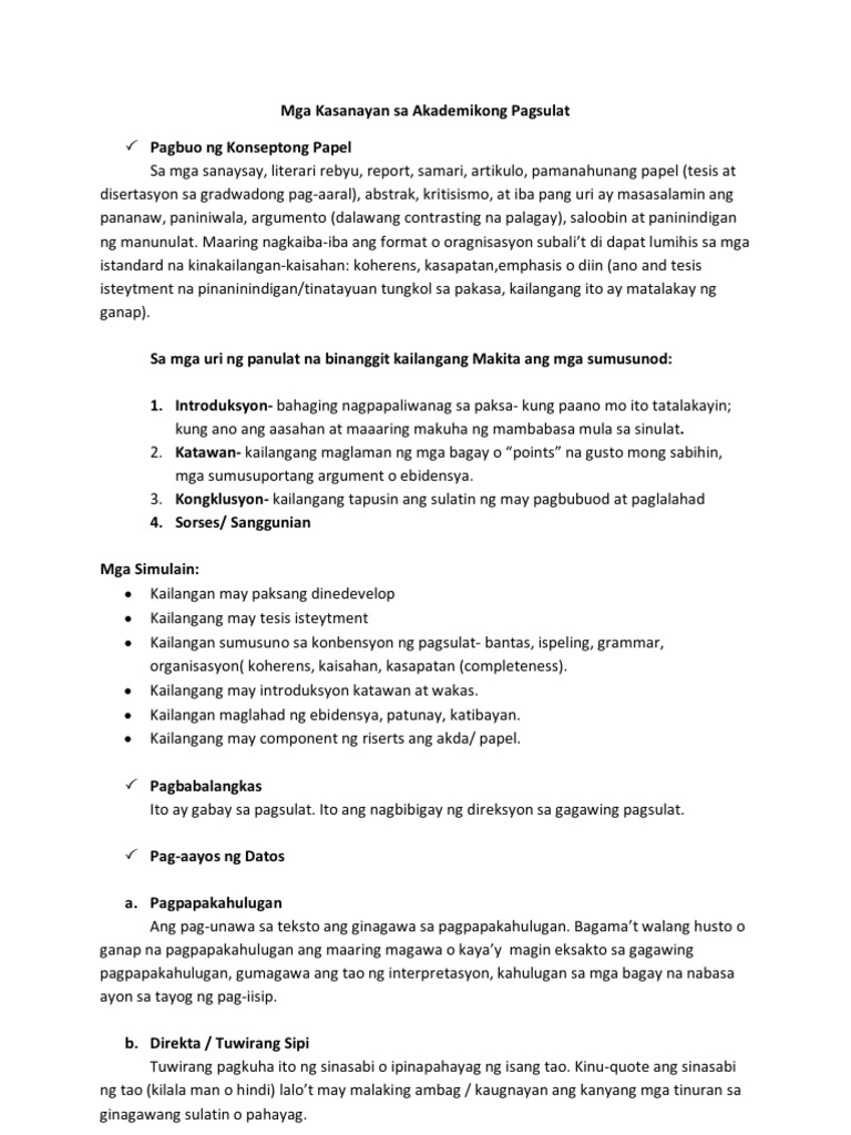 Kasanayan Sa Pagsulat | PDF